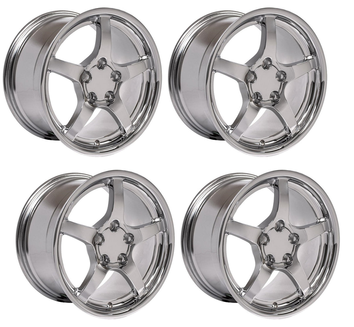 C5 Corvette 5-Spoke Deep Dish Wheel Sets - Chrome – Surf City Corvettes