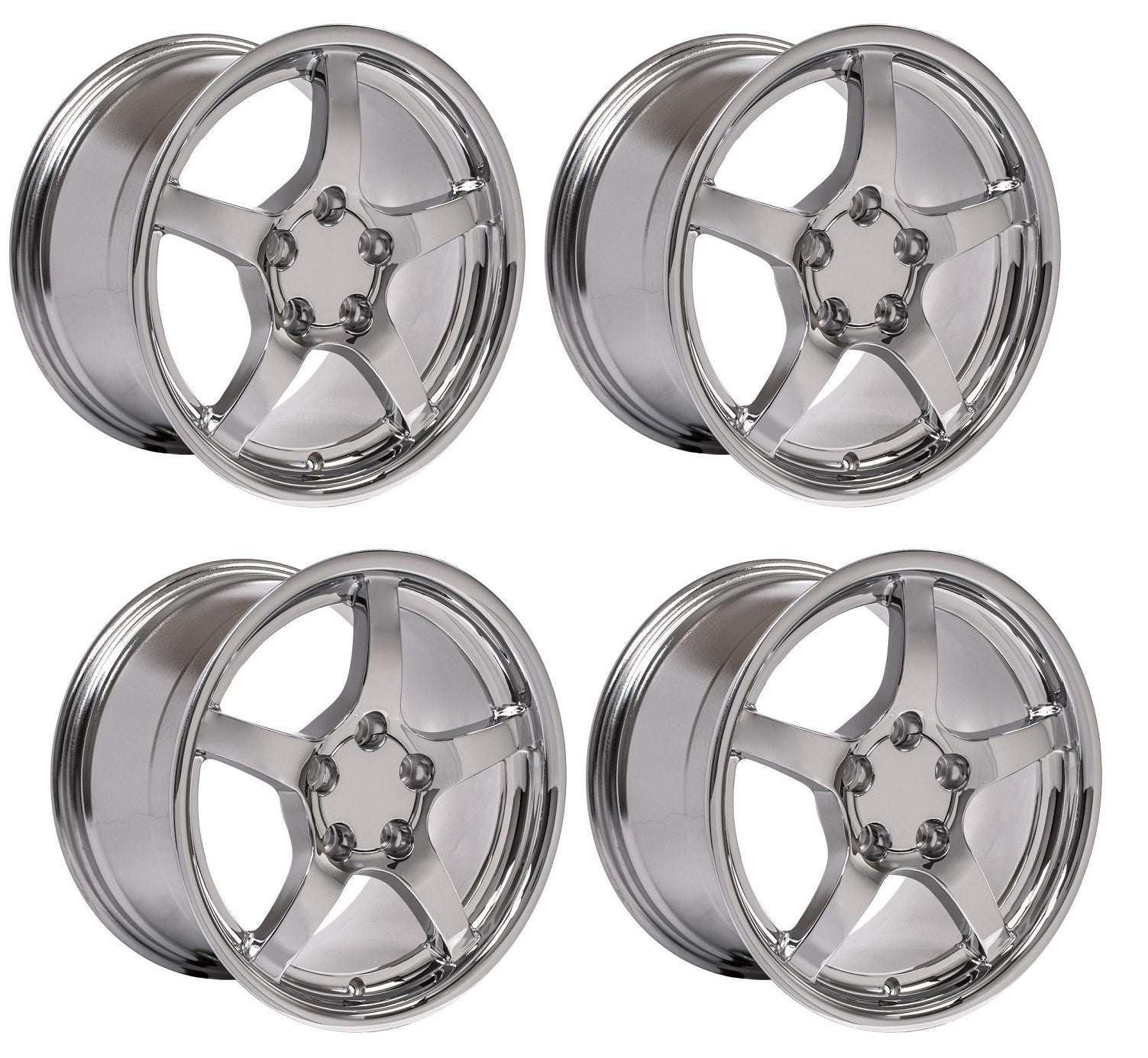 C5 Corvette 5-Spoke Deep Dish Wheel Sets - Chrome – Surf City Corvettes