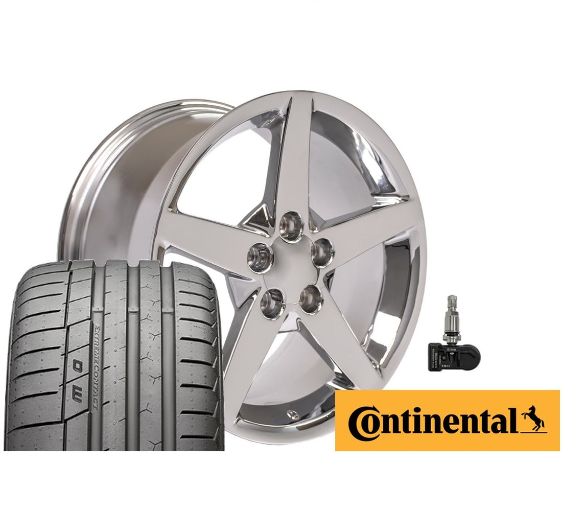C6 Corvette 5-Spoke Replica Wheel and Tire Combo Set - Chrome – Surf ...
