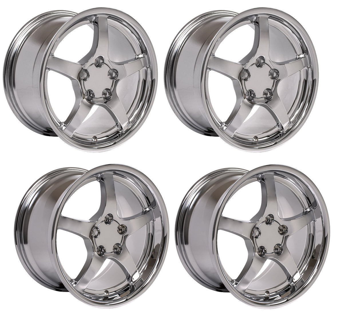 C5 Corvette 5-Spoke Deep Dish Wheel Sets - Chrome – Surf City Corvettes