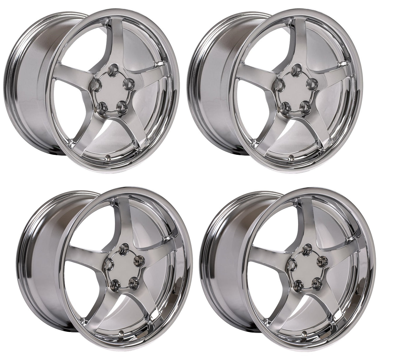 C5 Corvette 5-Spoke Deep Dish Wheel Sets - Chrome – Surf City Corvettes