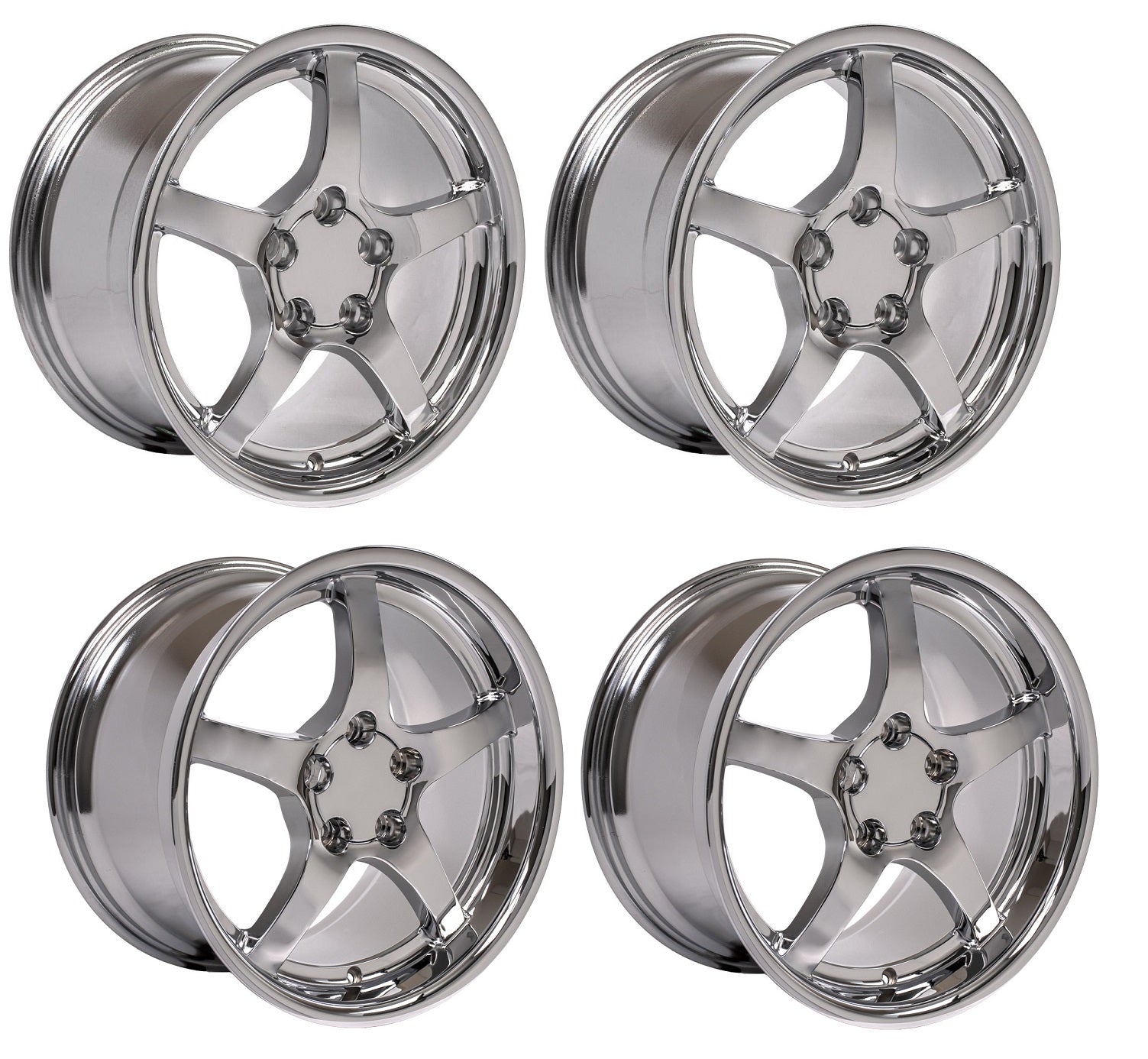 C5 Corvette 5-Spoke Deep Dish Wheel Sets - Chrome – Surf City Corvettes